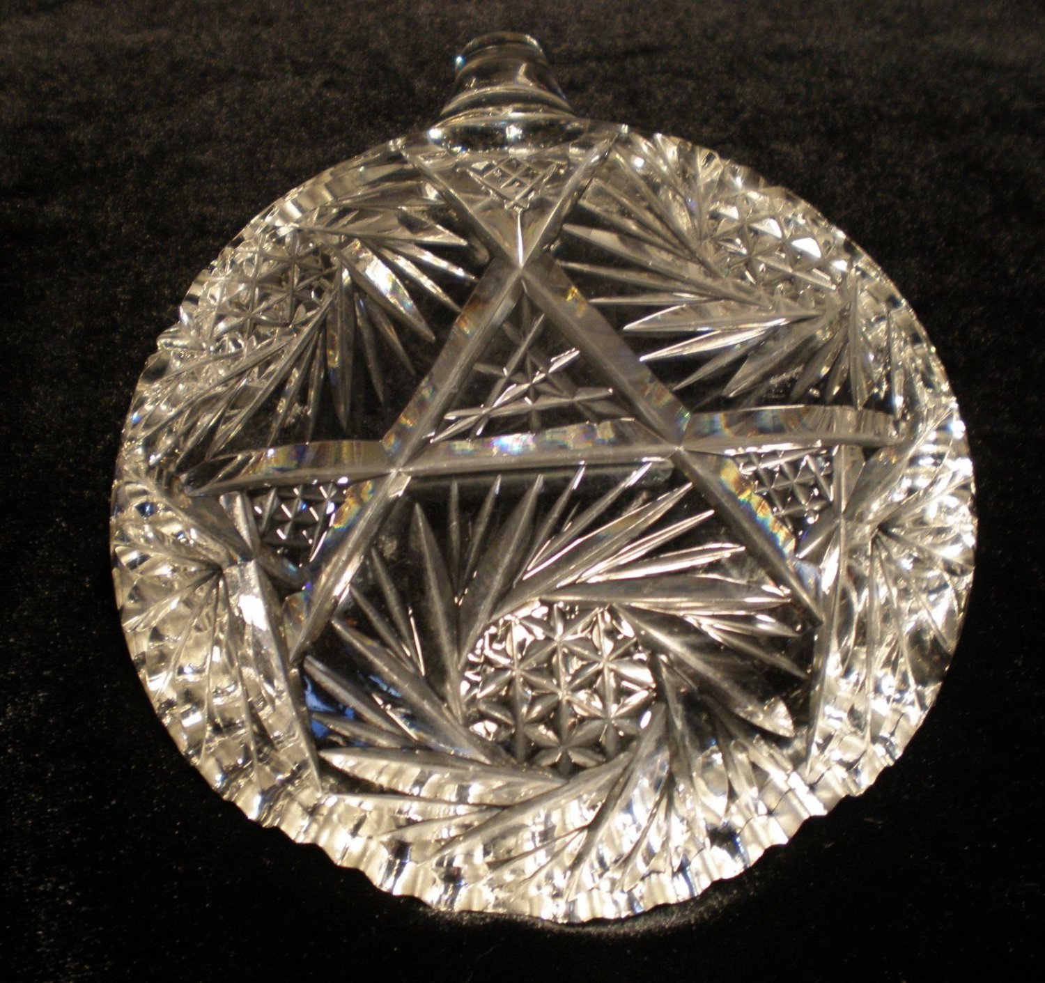 Vintage Clear Cut Glass Loop Handle Candy / Nut / Nappy Dish - Sawtooth ...
