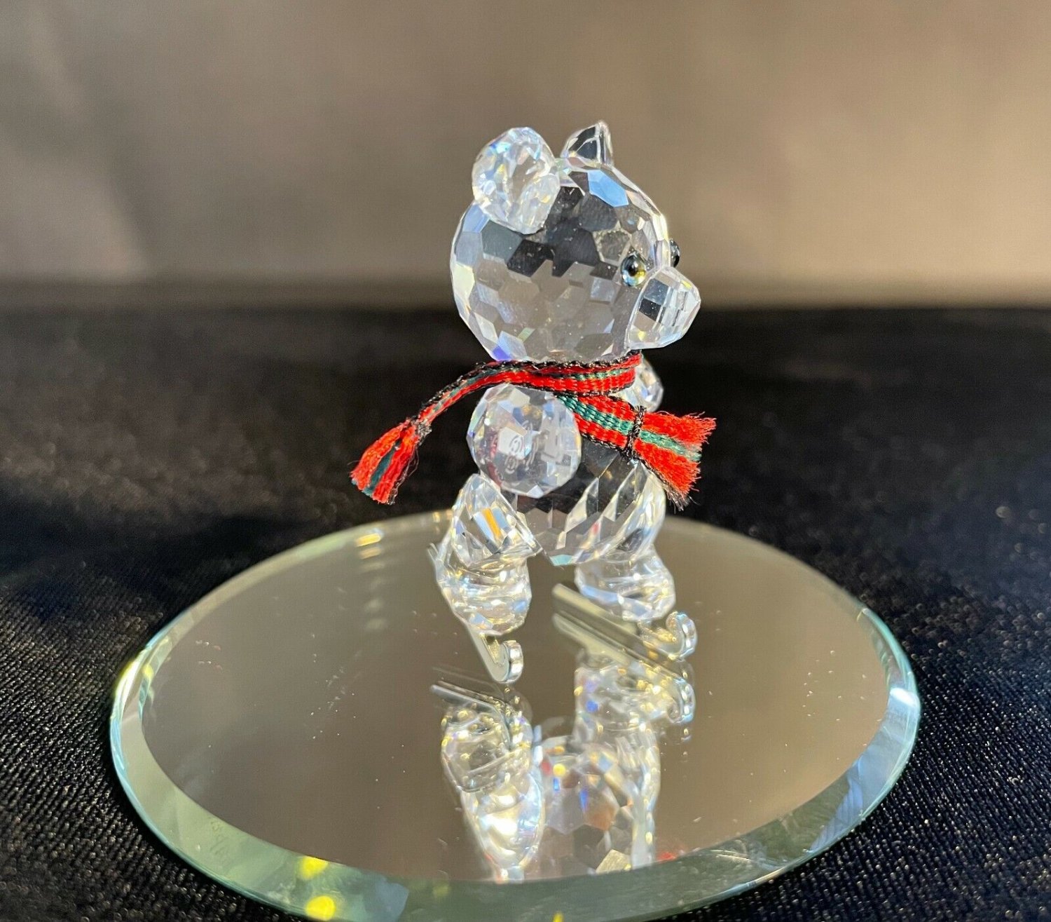 Vintage Swarovski Crystal Ice Skating Bear With Scarf Figurine - with Box
