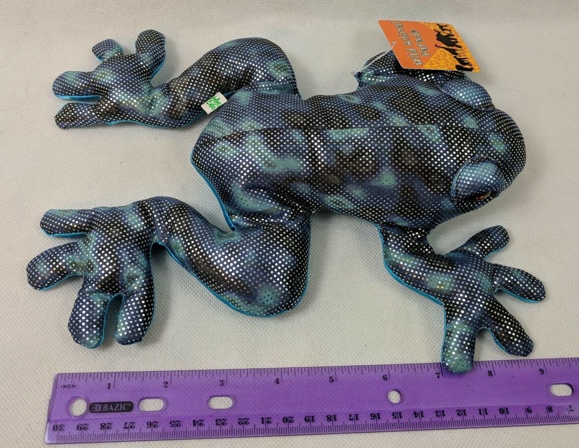 Rainforest Cafe Wild Animal Parade Blue Stuffed Frog w/ Tag 9" Long