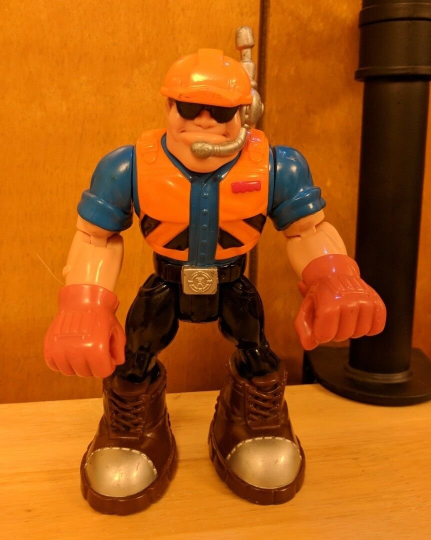 Fisher Price Rescue Heroes Construction Worker Action Figure Blue Shirt ...