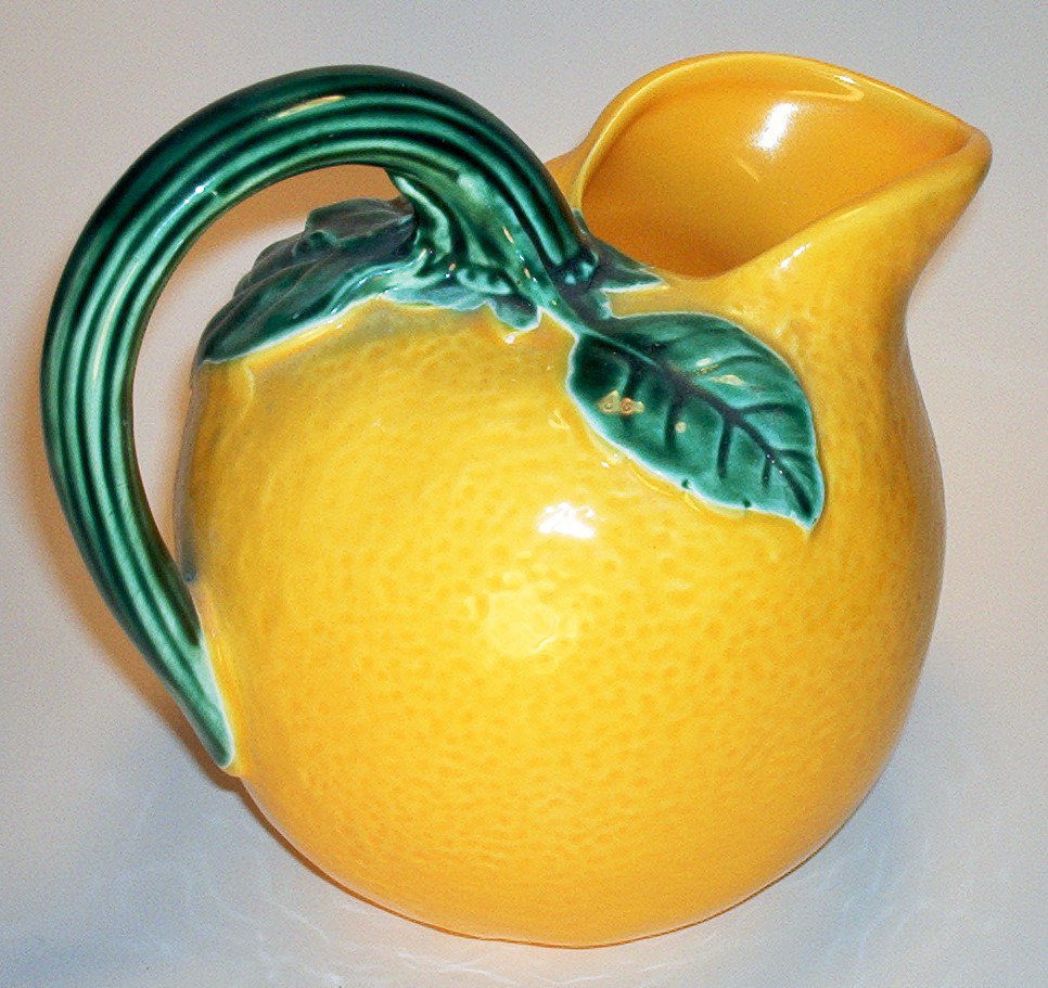 Ceramic Lemon Pitcher Glazed Art Pottery