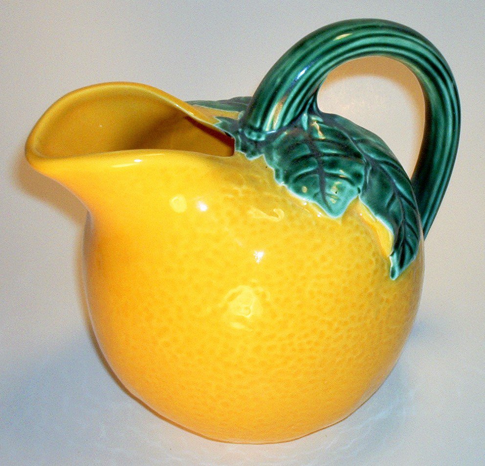 Ceramic Lemon Pitcher Glazed Art Pottery