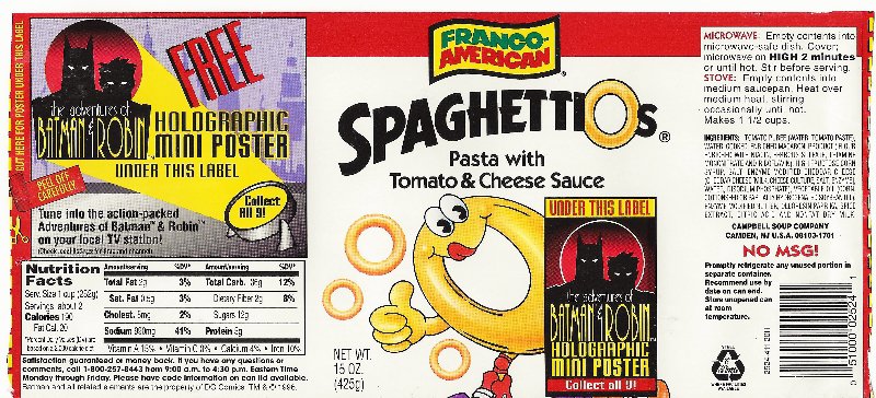 Batman Animated Chef Boyardee Spaghettios Premium Hologram Toy Paper Prize