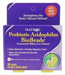 Natrol Probiotic Acidophilus BioBeads Helps Digestive Tract 90 Beads ...