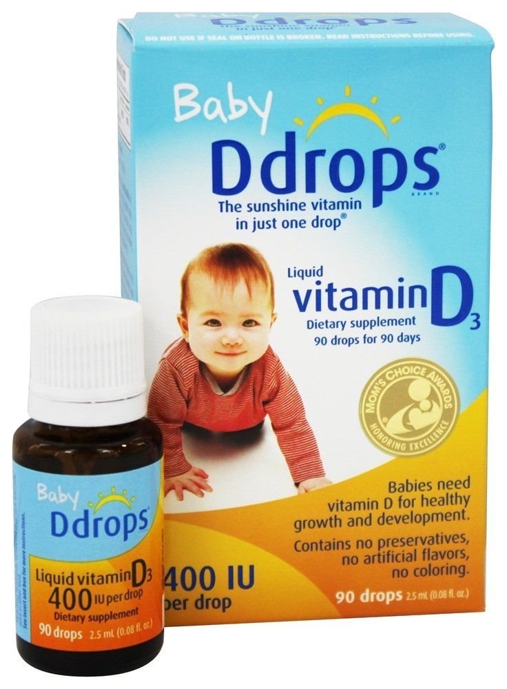 Baby Ddrops Liquid Vitamin D3 400 IU Dietary Supplement 90 Drops 2.5 ml