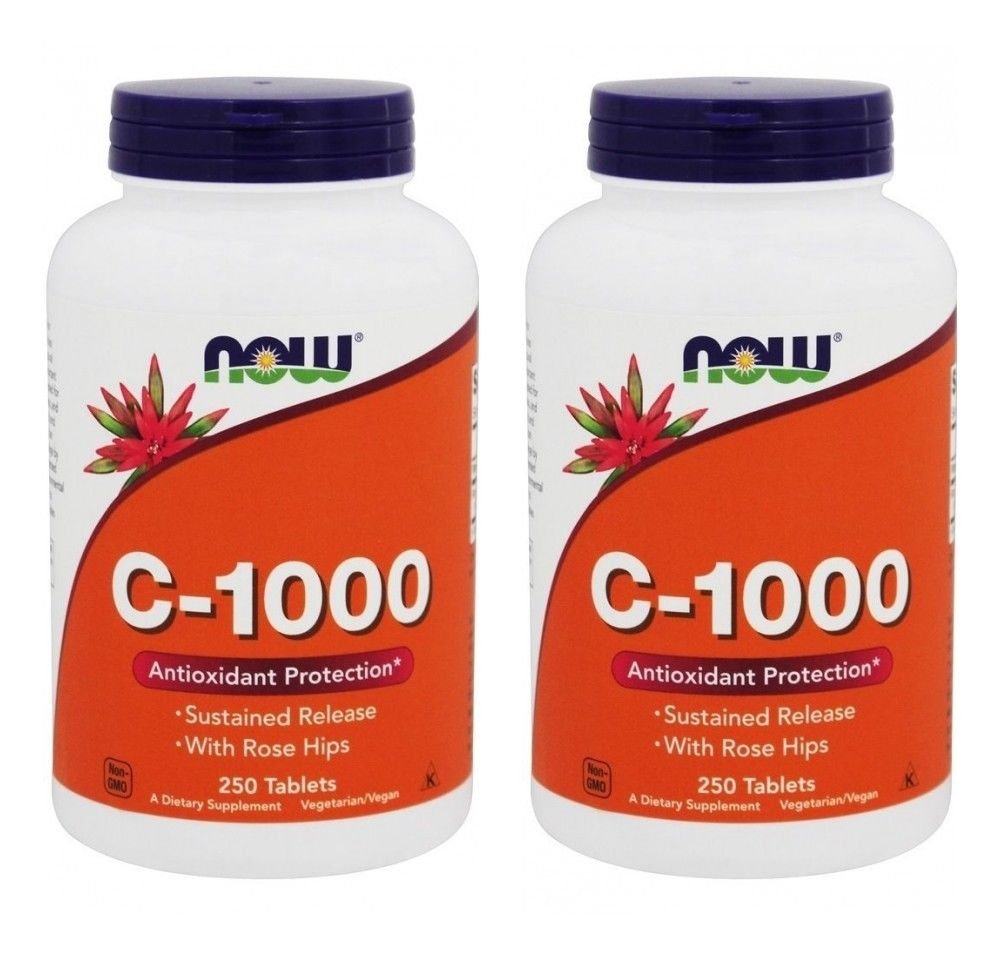 NOW Foods Vitamin C-1000 Sustained Release w/ Rose Hips 250 Tablets ...
