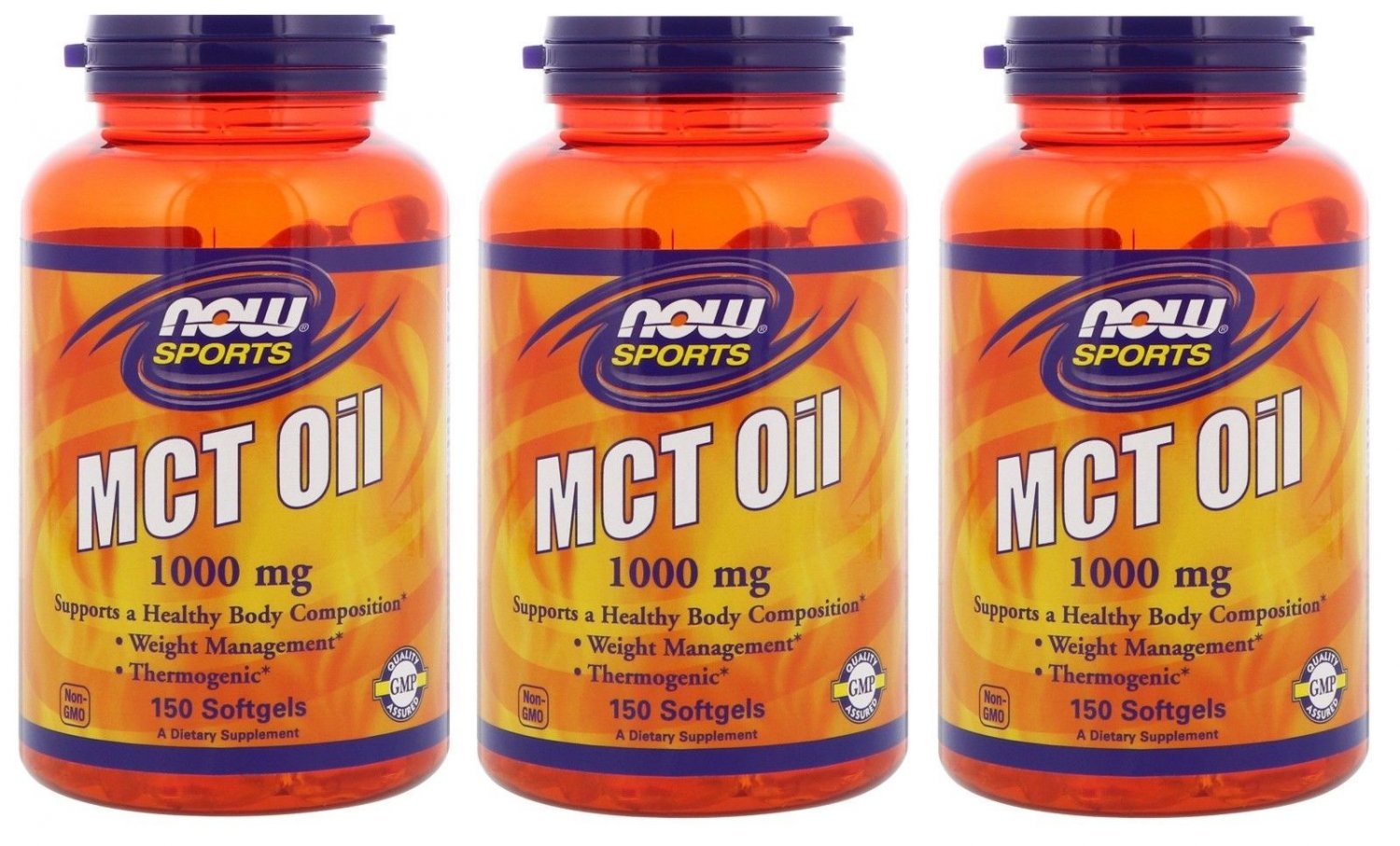 3 Pack Now Foods MCT Oil 1,000mg 150 Soft gels
