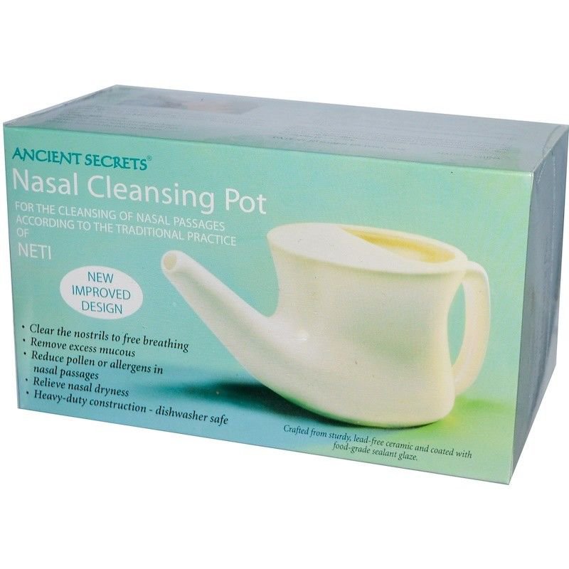 Ancient Secrets Ceramic Nasal Cleansing Pot, 1 Neti Pot, New, Free Shipping