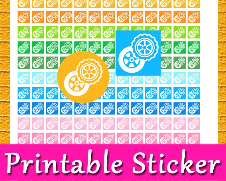 Tire Change Icon Printable PDF Decorative Planner Stickers
