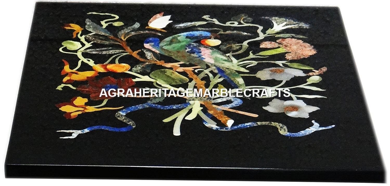 Marble Center Breakfast Table Gemstone Inlaid Marquetry Furniture Decor ...