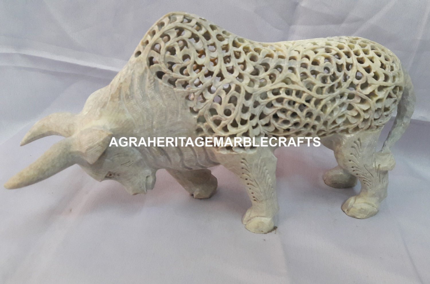 Marble Ox/Bull/Nandi Statue Handcarved Art Figurine Home Living Room ...