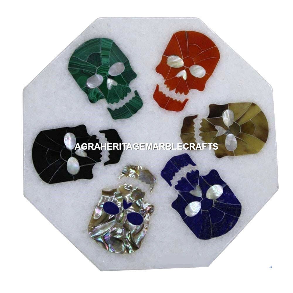 9" Marble Wall Tiles Skeleton Mosaic Inlaid Stone Occasional Home Decor ...