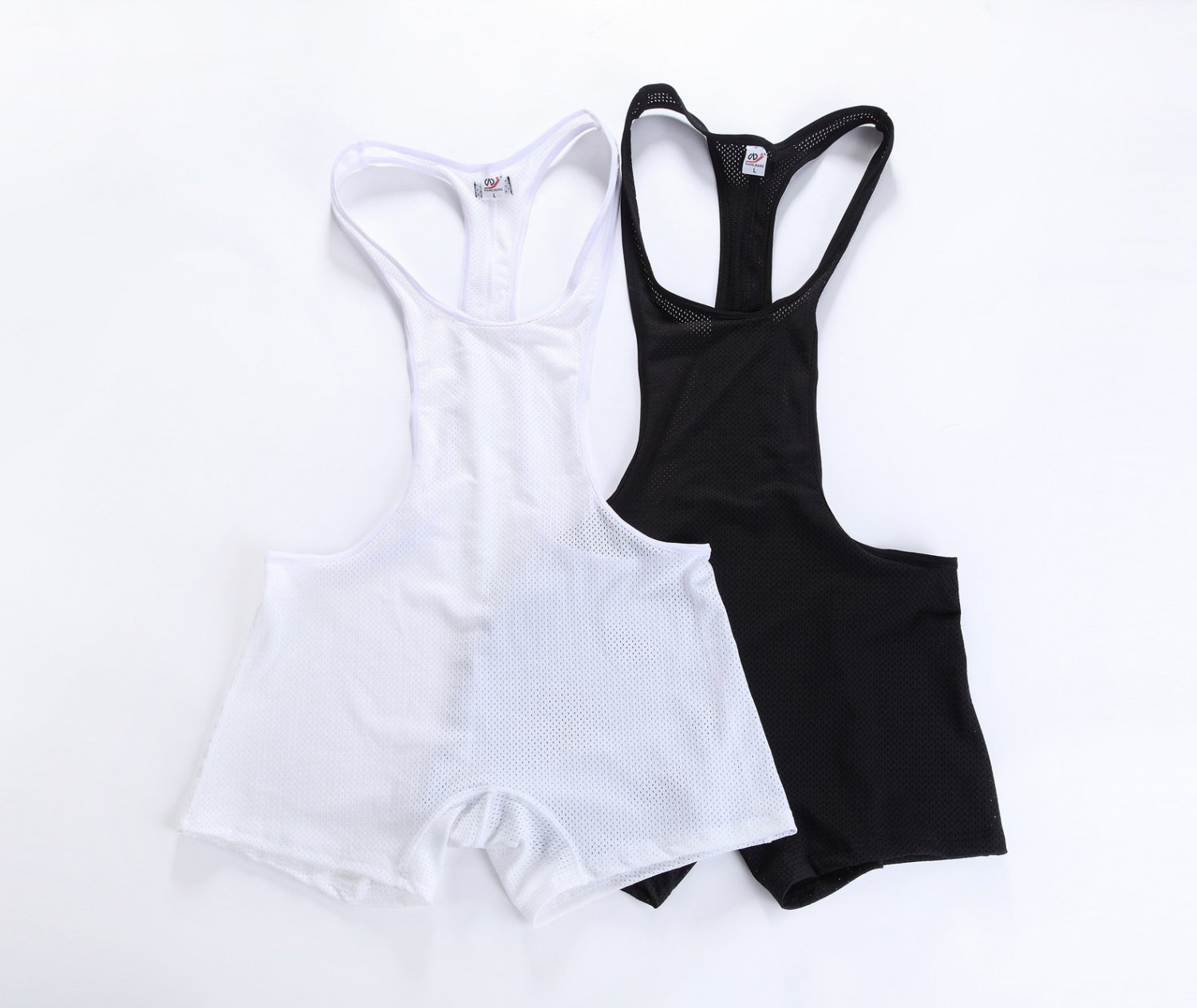 White Men's mesh perforated bodysuit wrestling singlet underwear #LT2