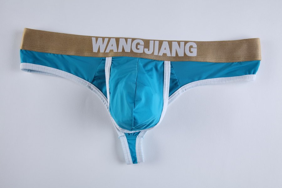 Wangjiang 3PK Men's sexy underwear ice silky thong g-string underpants Blue #5008DK