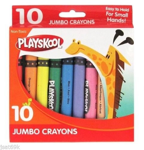 BRAND NEW PLAYSKOOL 10 COUNT COLOR JUMBO CRAYONS KIDS SCHOOL ART MARKER ...