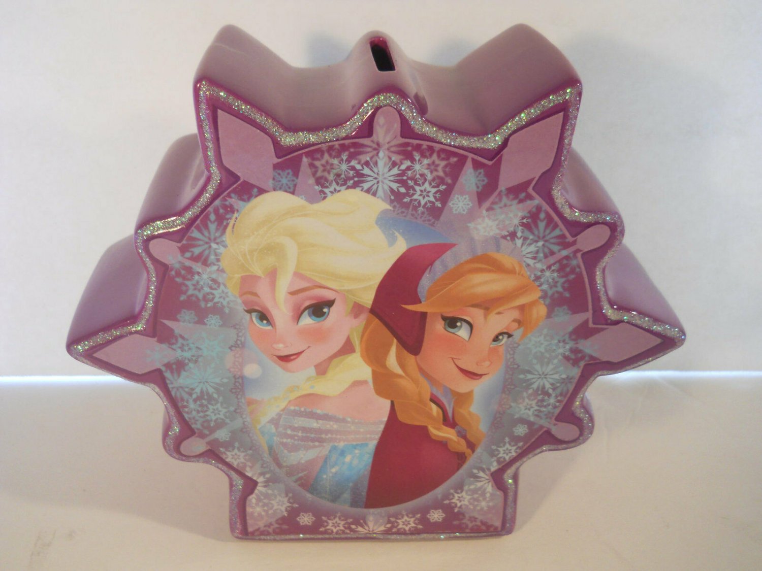 Disney Princess Piggy Bank Porcelain W/Snowman On Back Side Vintage