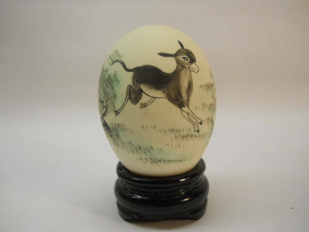 Asian Hand Painted Eggs Real Shells Animal Painted Display Vintage #Egg67