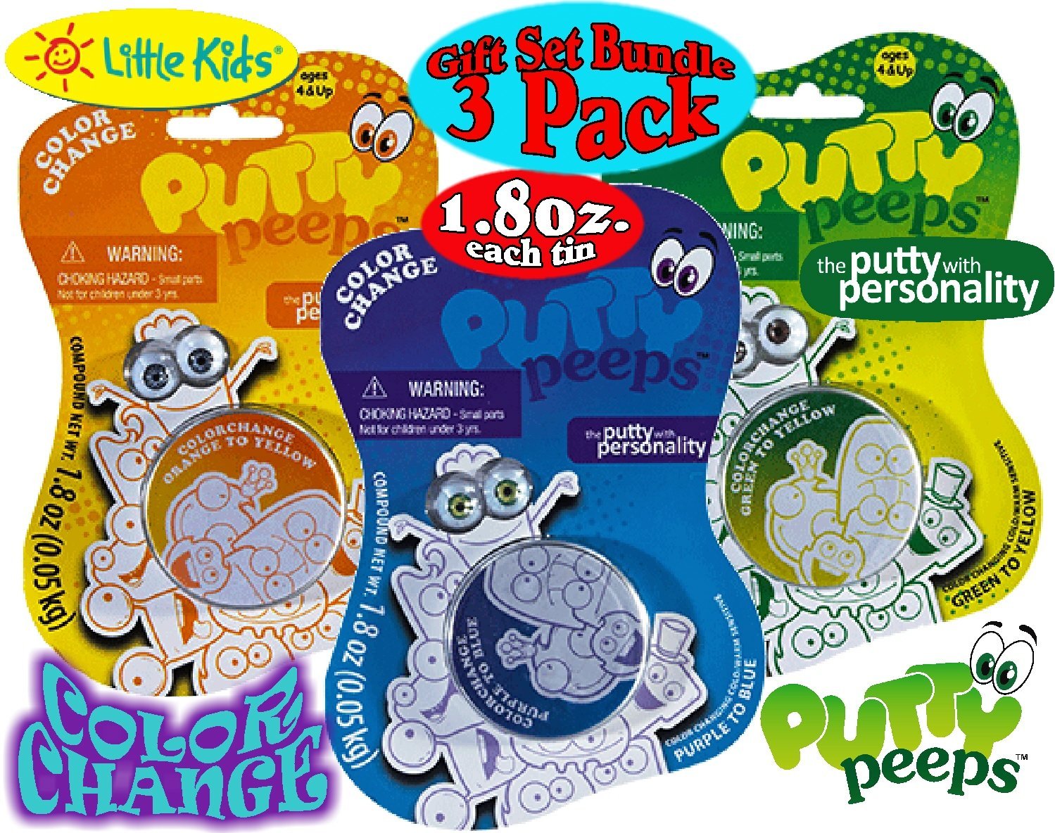 Putty Peeps Color Change "Orange/Yellow" "Purple/Blue" & "Green/Yellow ...