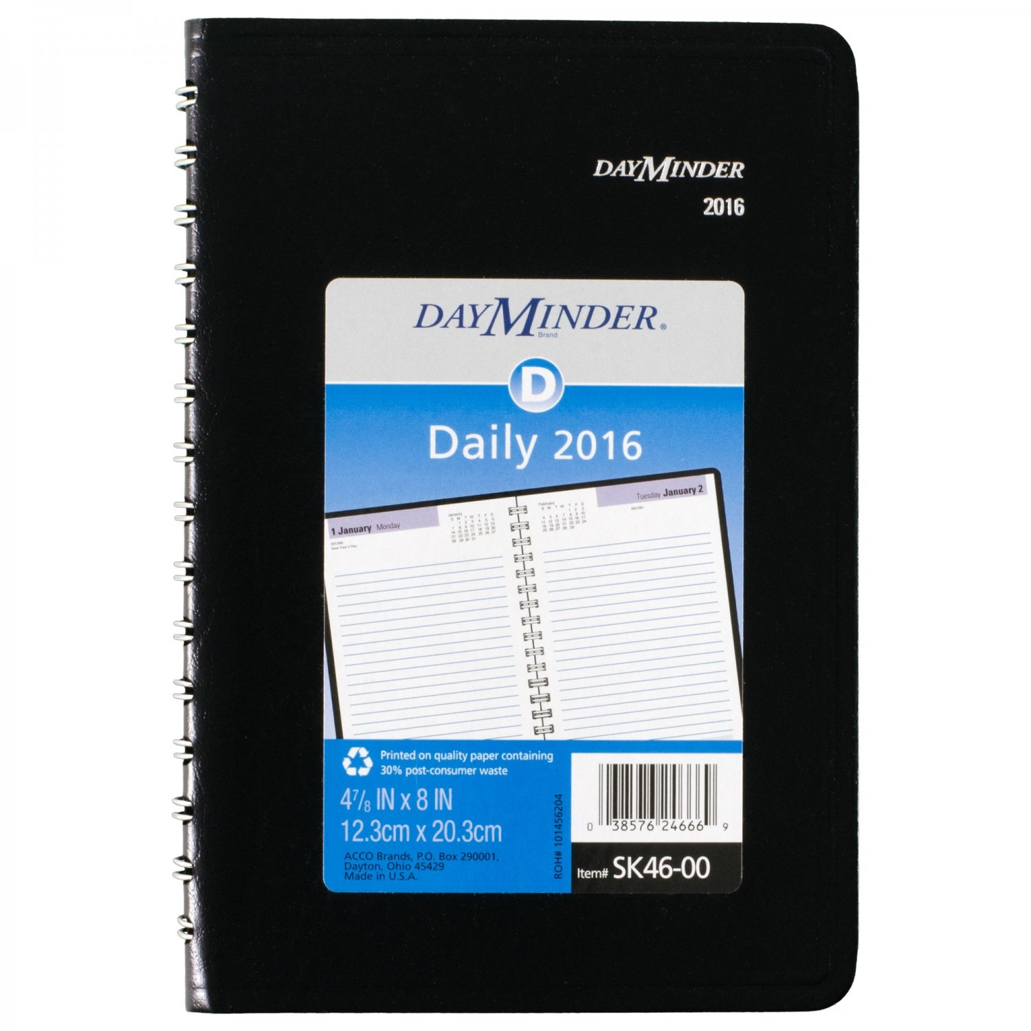 DayMinder Daily Appointment Book 2016 Wire Bound 4.88 x 8 Inches Page ...