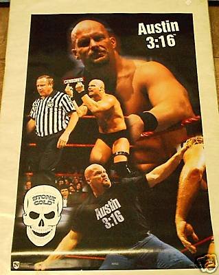 1998 WWF VINTAGE STEVE AUSTIN POSTER 3:16