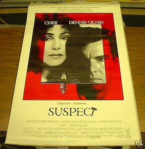 1987 SUSPECT MOVIE POSTER CHER DENNIS QUAID 27 x 40 inches FREE SHIPPING
