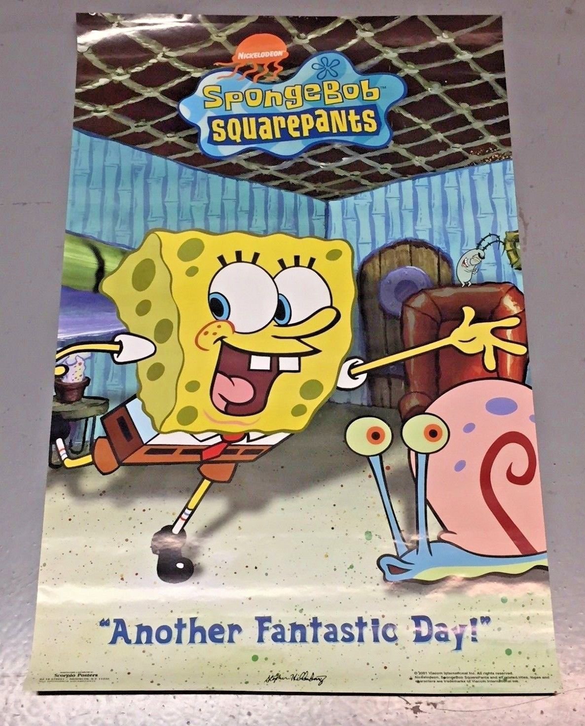 Vintage 2001 SPONGEBOB SQUAREPANTS Cartoon Poster Another Fantastic Day ...