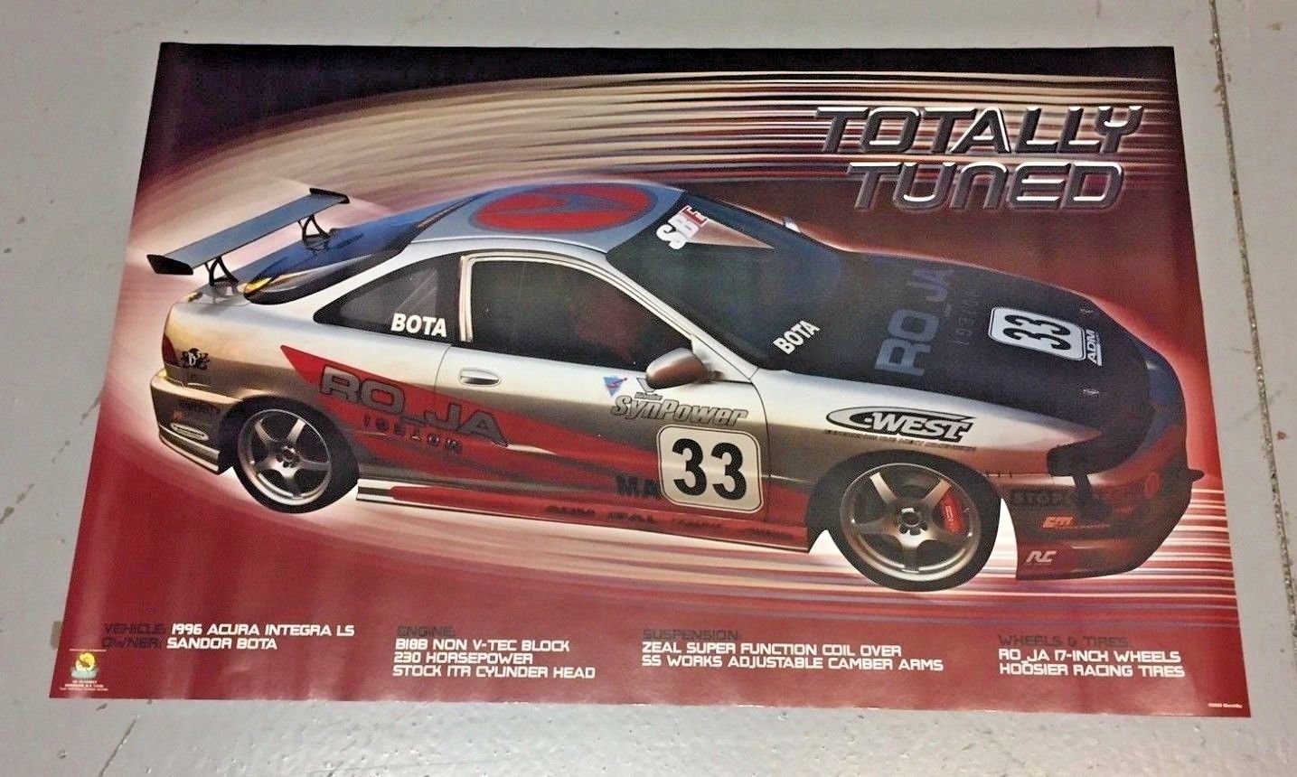 Vintage Honda Acura Integra poster from 1996 Totally Tuned (22 x 34 inches)