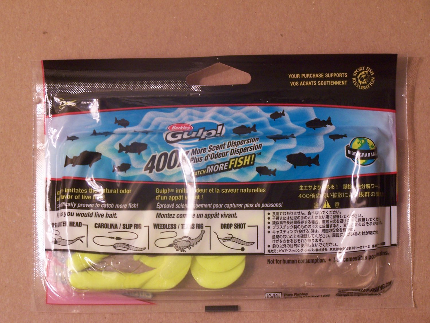 Berkley Gulp Jigging Grub Chartreuse 3in Bass Fishing Lure tackle ...