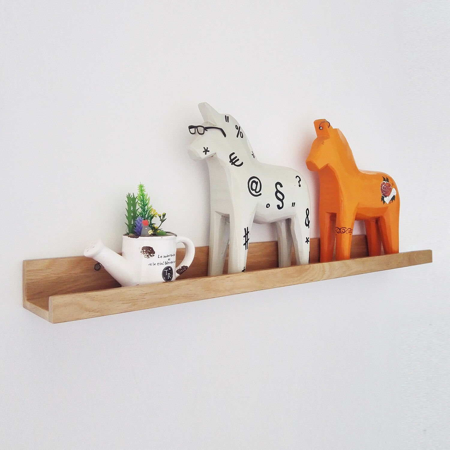 U-shape Photo Rack Rustic wood Storage Display Wall Mount Floating ...