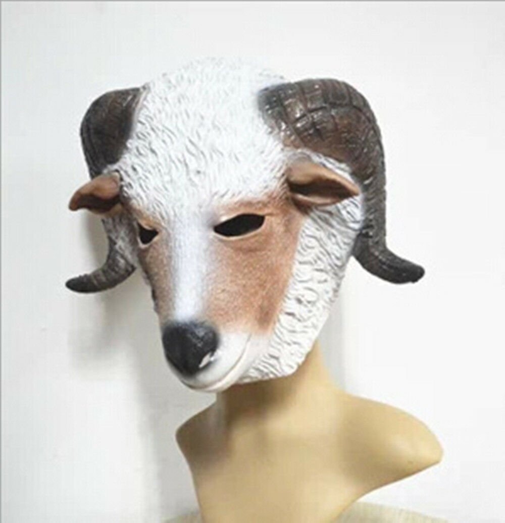 Goat Head Mask Rubber Latex Animal Costume Full head Mask Halloween ...