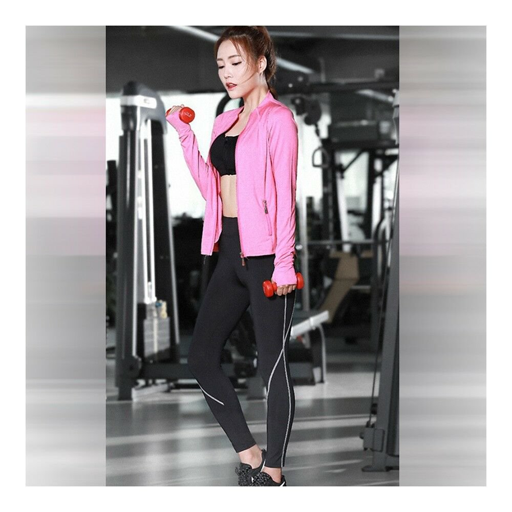 Breathable Woman Running Sports Fitness Yoga Clothes 3pcs Set rose