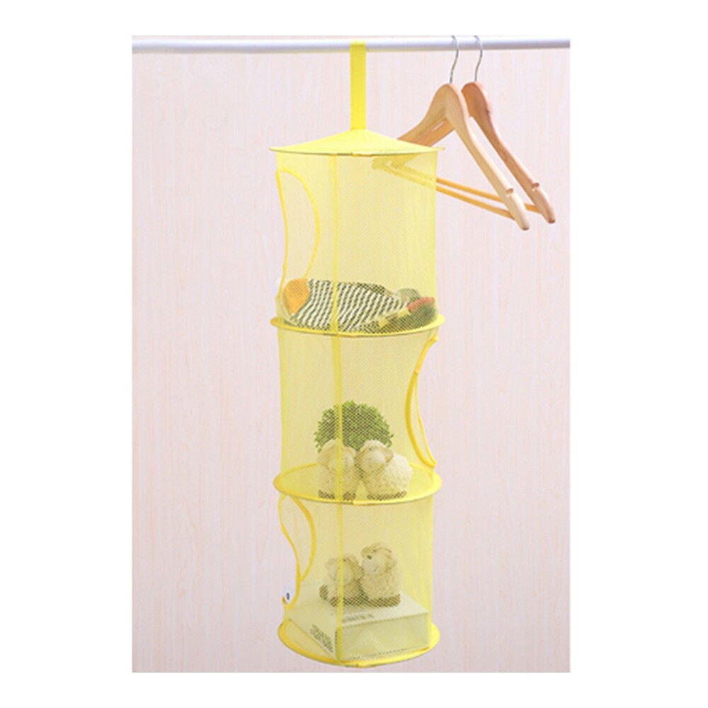 3 Compartments New Hanging Polyester Mesh Storage Basket Toys Organizer
