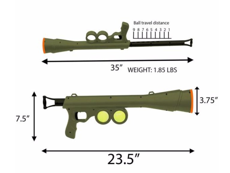 Dog Tennis Ball Gun Launcher w/2 Squeaky Balls Pet Play/Fetch/Throw