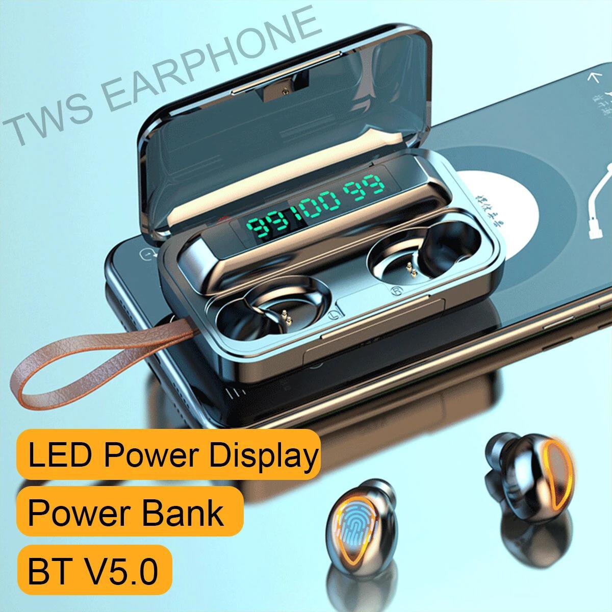 F9-5 TWS Bluetooth wireless headset 9D HiFi noise reduction waterproof ...