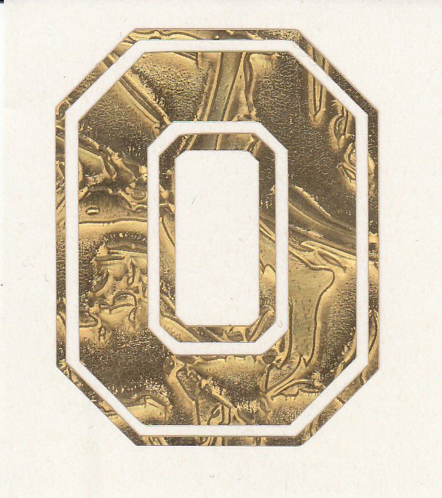 Ohio State Buckeyes Block O 2 inch gold leaf helmet decal sticker osu yeti