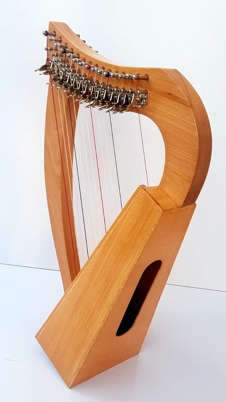 New 15 Strings Mini Harp Small Harp With Metal Levers Carry Bag Tunning Key And Extra String Set