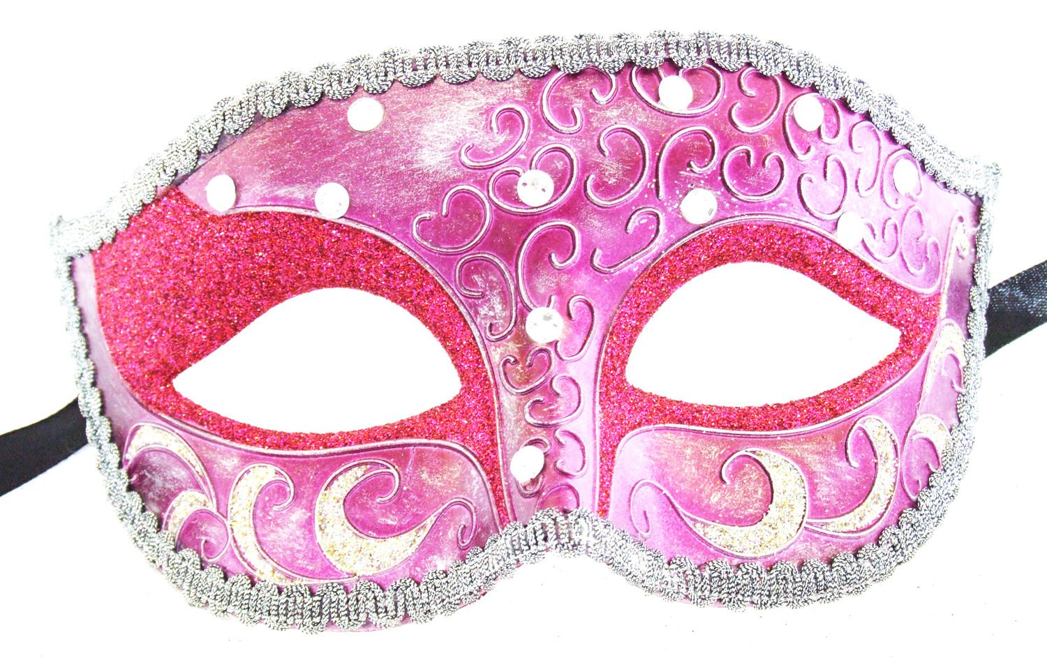 CRESCENT Mask Purple & Silver Halloween Venetian Mardi Gras Masquerade ...