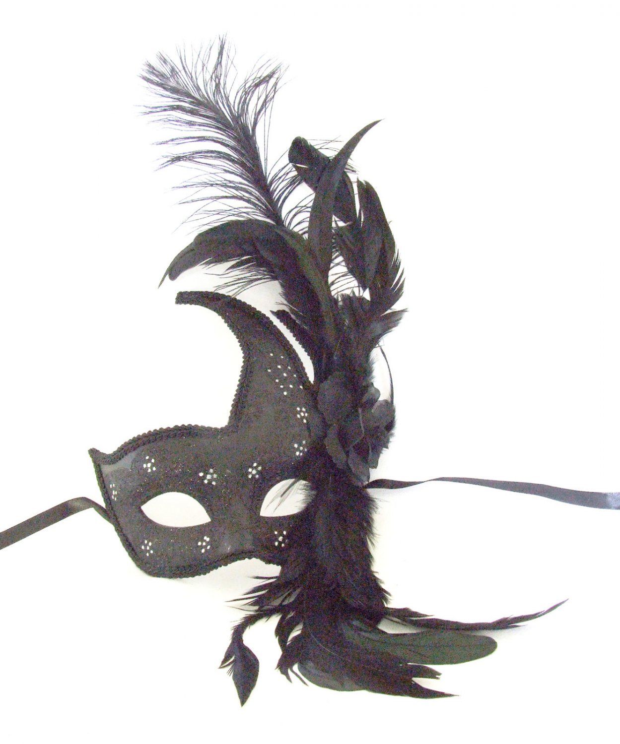Goth Mask Flame Black Swan Halloween Masquerade Costume Party Prom Ostrich