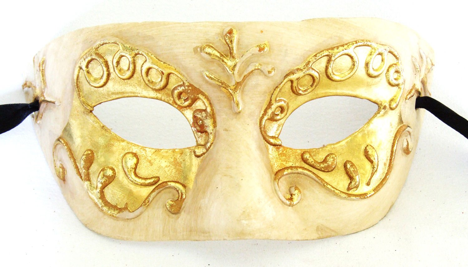 Ivory & Gold Venetian Eye Mask Halloween Medici Party Costume Prom Party