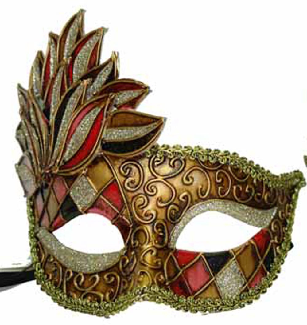 Venetian Mask Cascade Pink Harlequin Halloween Mardi Gras Costume Party