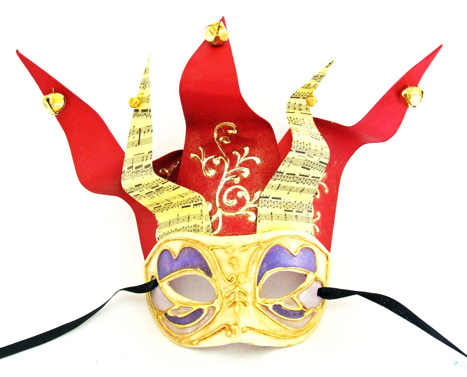 Jester Mask Purple Music Ribbon Premium Mardi Gras HALLOWEEN Masquerade ...