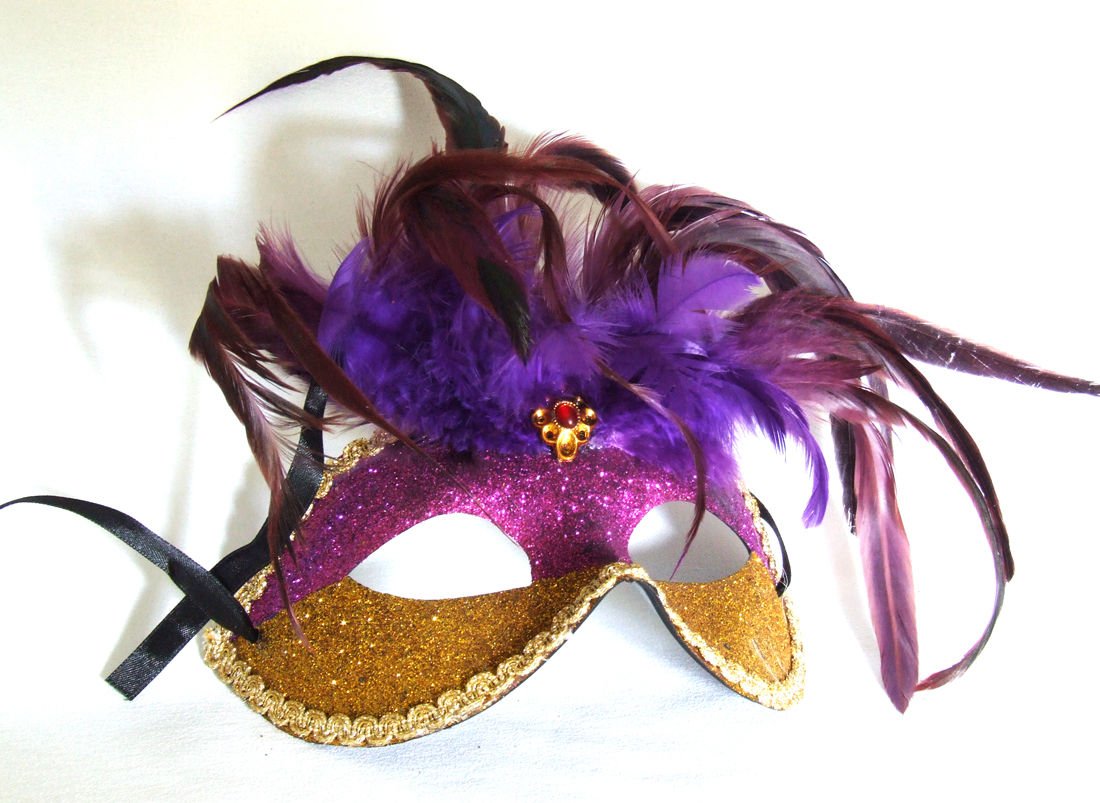 Feather Top 15 Mardi Gras Mask Halloween Party Masquerade Feather Prom ...