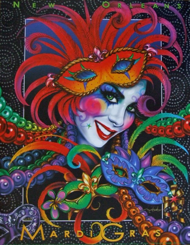 2011 Andrea Mistretta Mardi Gras Art New Orleans Signed Poster