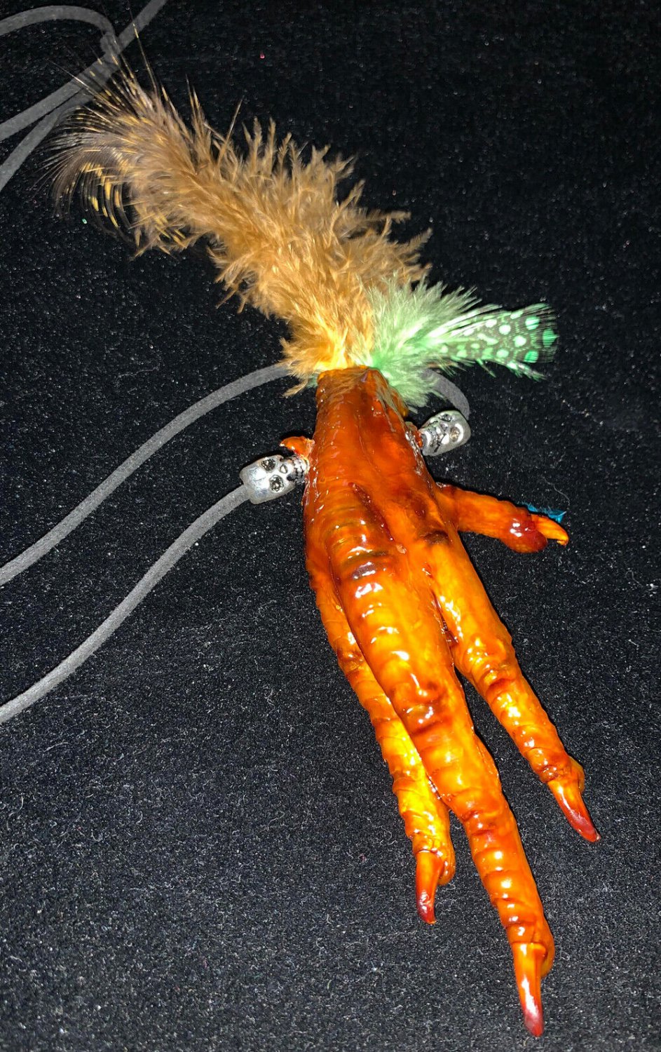 Voodoo Chicken Foot Silver Skull Necklace New Orleans Louisiana Magic Curse