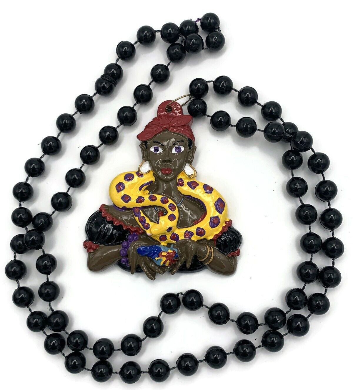 Voodoo Queen Marie Laveau New Orleans Mardi Gras Bead Snake Charm Magic ...