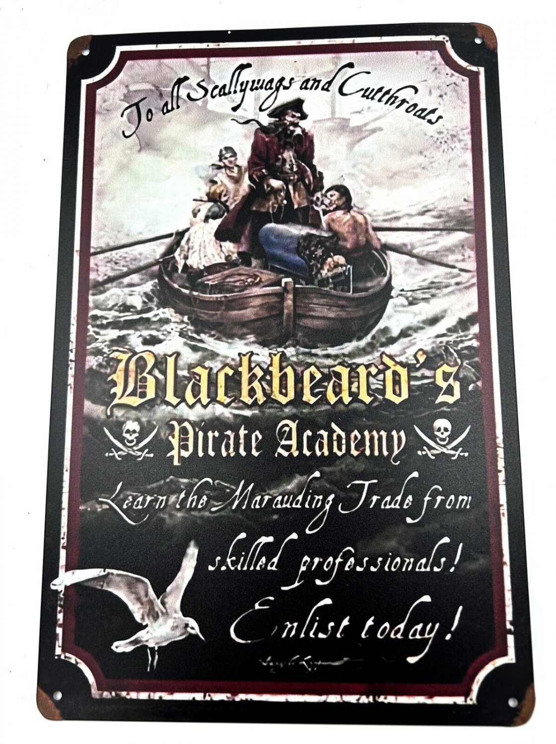 Pirate Metal Sign Blackbeard Academy Gasparilla Vintage Decor Home Bar Room