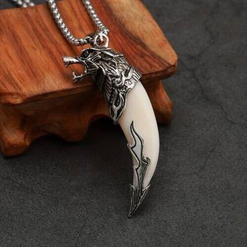 Vintage Wolf Head Tooth Design Alloy Viking Celtic Tibet Teeth Pendant ...