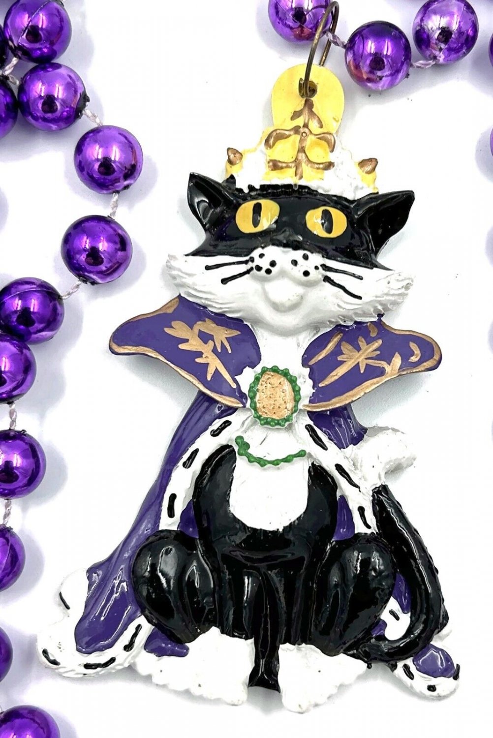 Mardi Gras Royal Cat Purple Bead Necklace Cajun Carnival Festival New ...