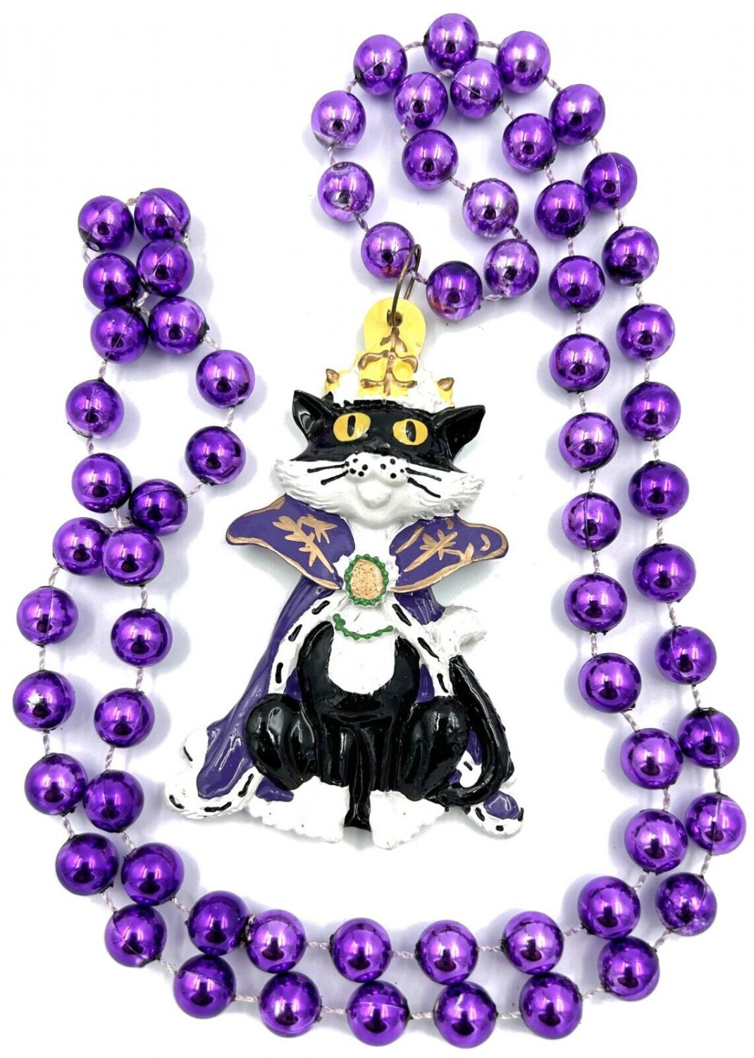 Mardi Gras Royal Cat Purple Bead Necklace Cajun Carnival Festival New ...