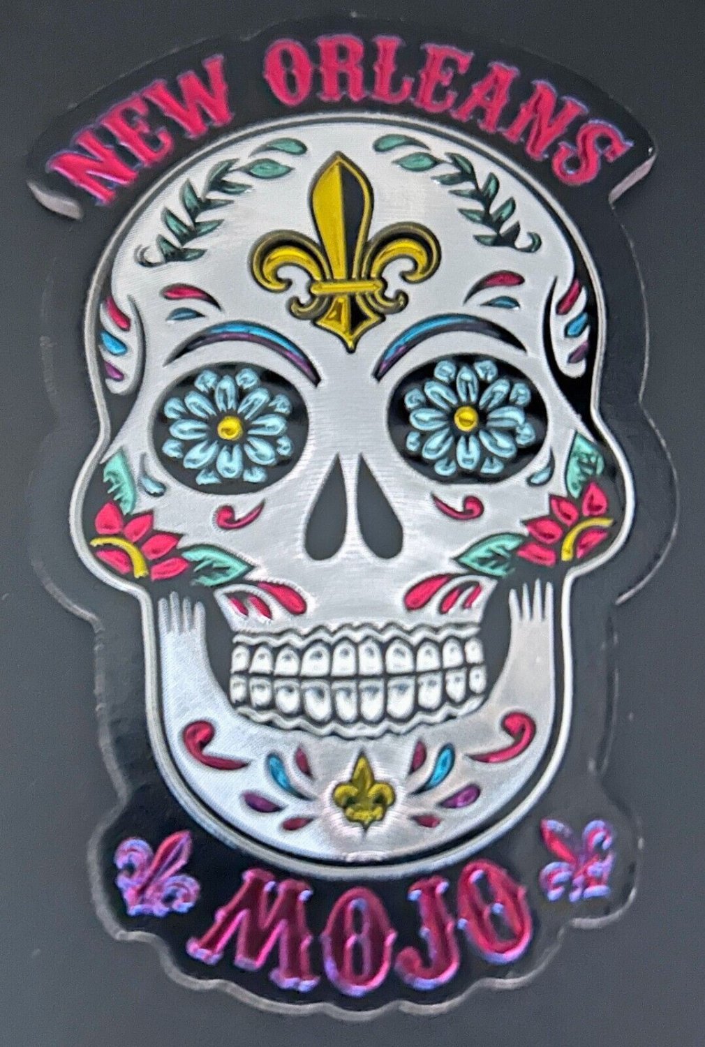 New Orleans Mojo Skull Magnet Day of the Dead Fleur de Lis French Quarter